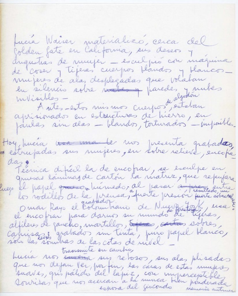 Fundación Nemesio Antúnez | Texto borrador sobre Lucía Weiser escrito ... Fundación Nemesio Antúnez | Texto borrador sobre Lucía Weiser escrito ...