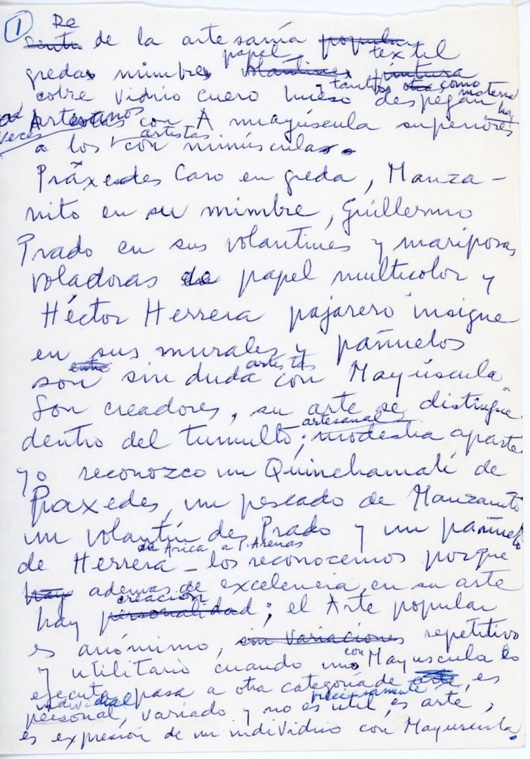Fundación Nemesio Antúnez | Borrador manuscrito de “Héctor Herrera ...